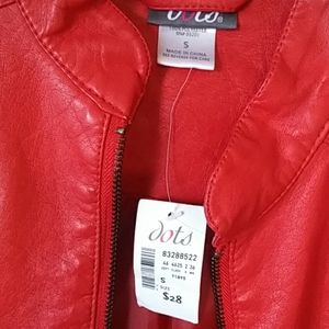 Dots | Jackets & Coats | Red Faux Leather Jacket | Poshmark